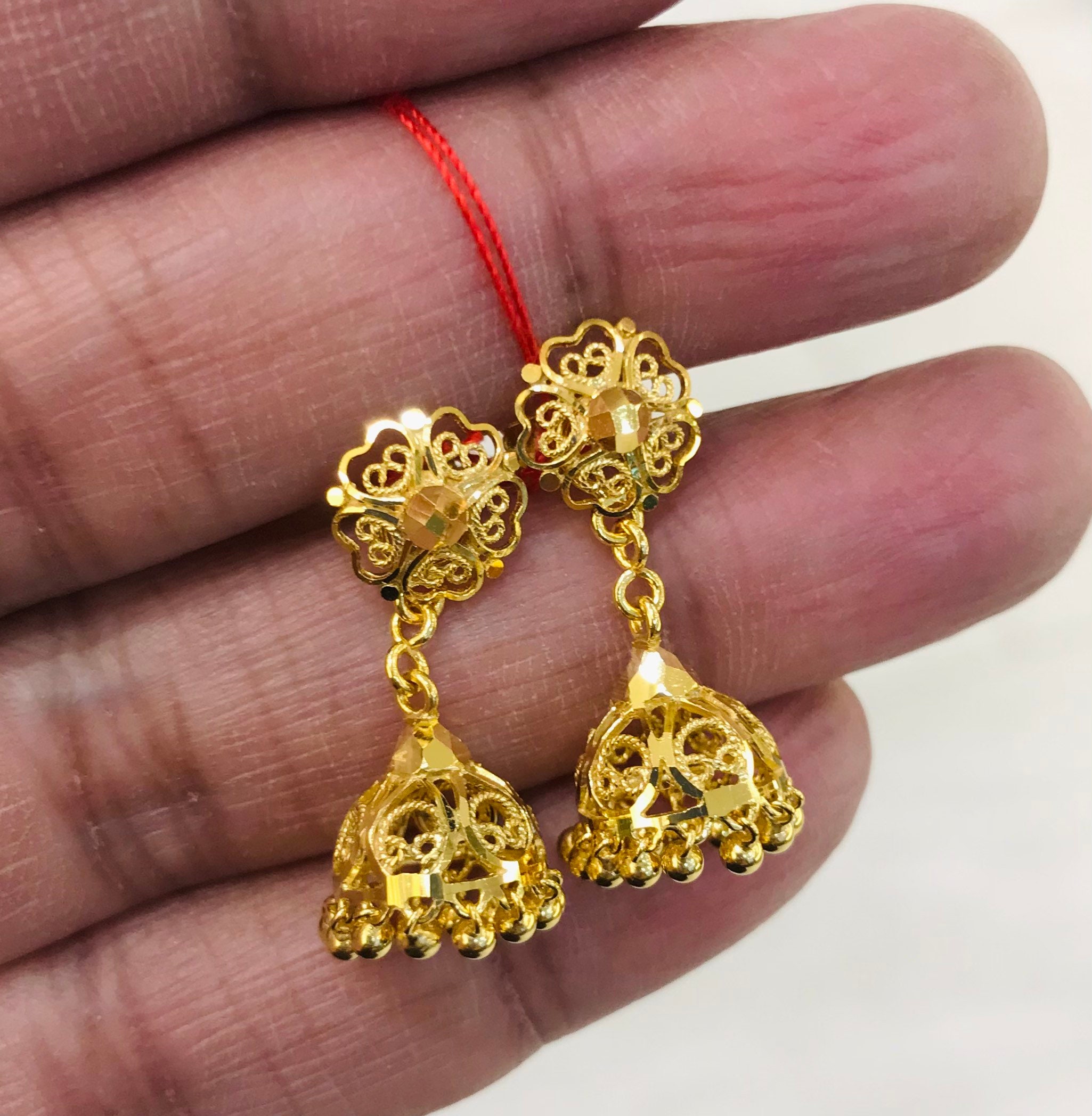 22k Pure Solid Gold Diamond Jimiki Dangling 22ct Solid Gold | Etsy