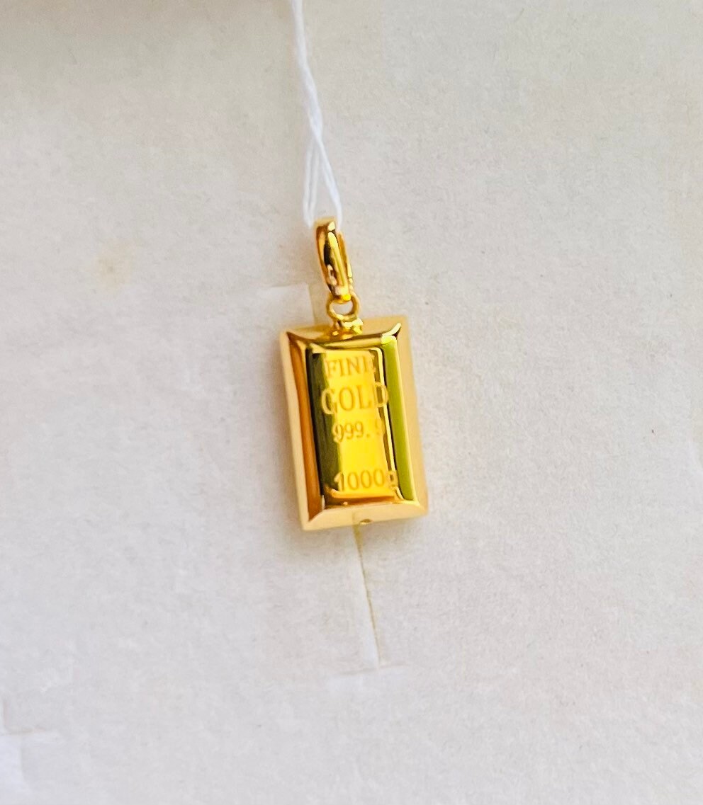 Genuine Gold 22k Solid Gold Bar Pendant 916 Gold - Etsy Australia