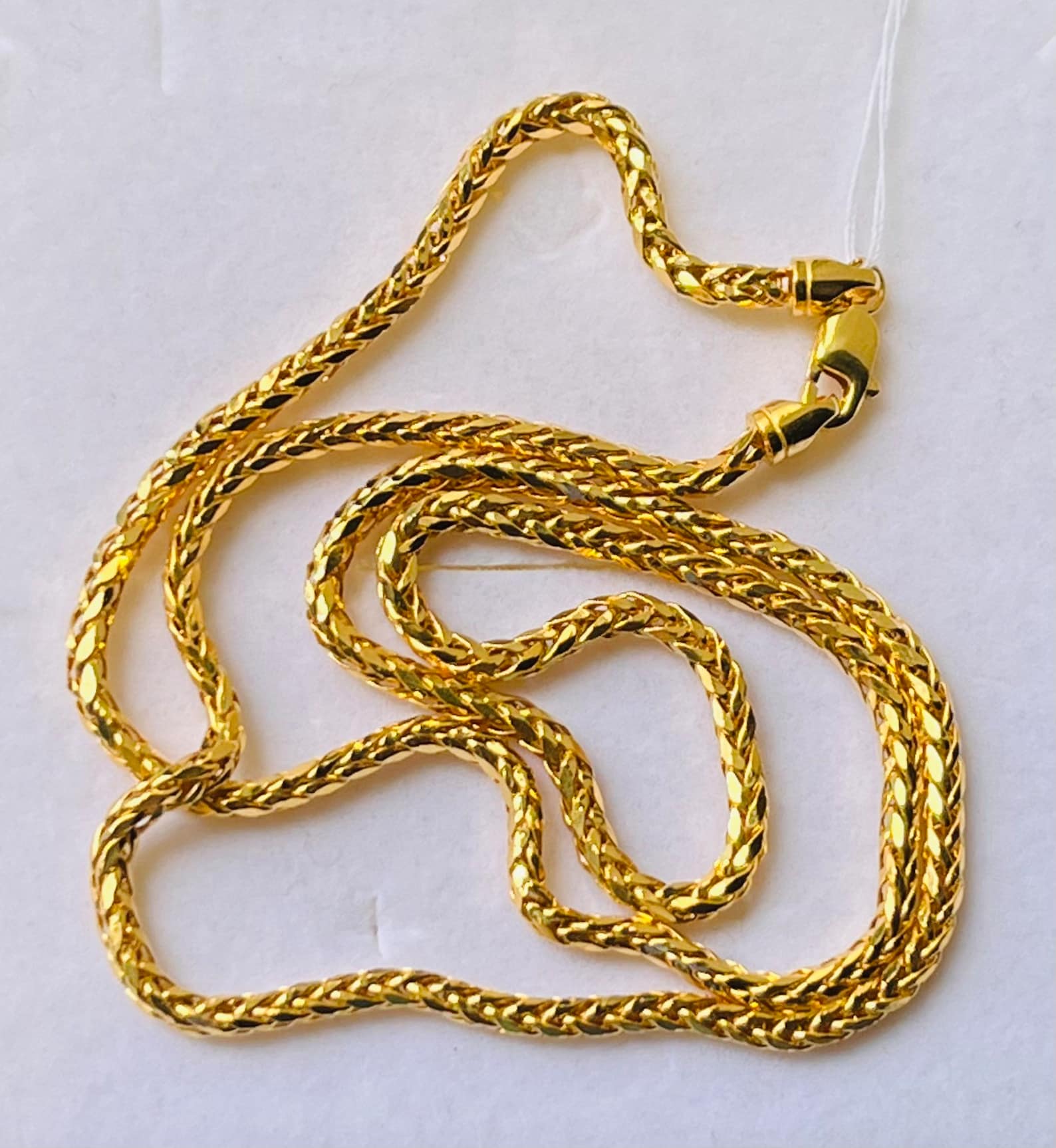 Wheat Gold Chain 22k Pure Gold 916 Gold Wheat Chain Necklace - Etsy
