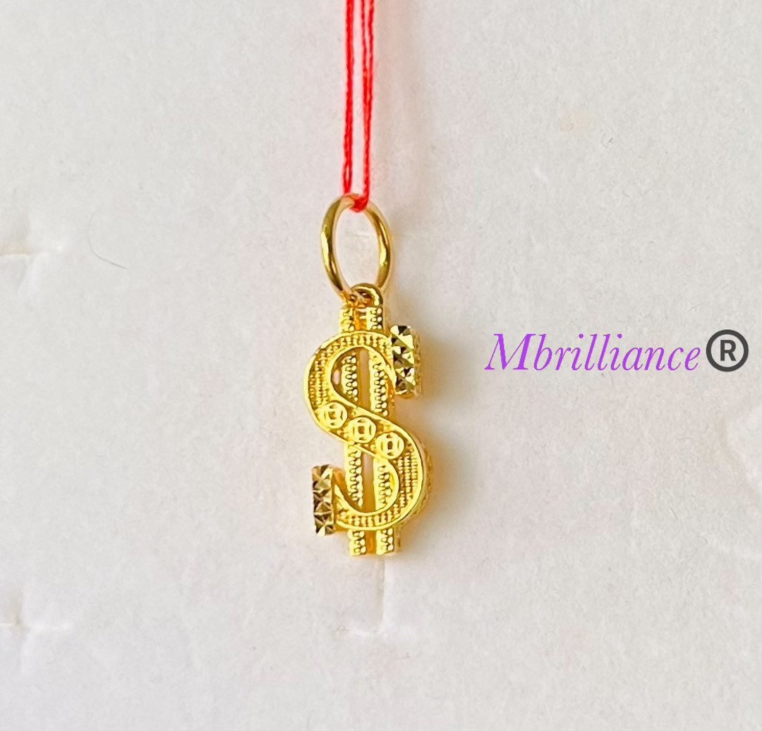 Genuine Solid 22k Gold Dollar Sign Pendant With Prosperity Coins Design ...