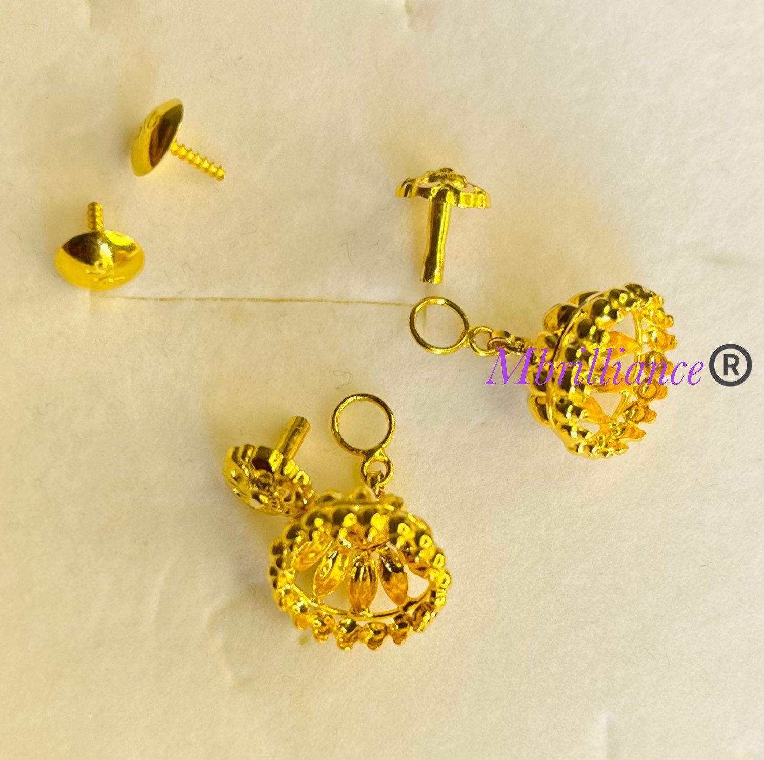 22k Pure Solid Gold Diamond Jimiki Dangling 22ct Solid Gold - Etsy