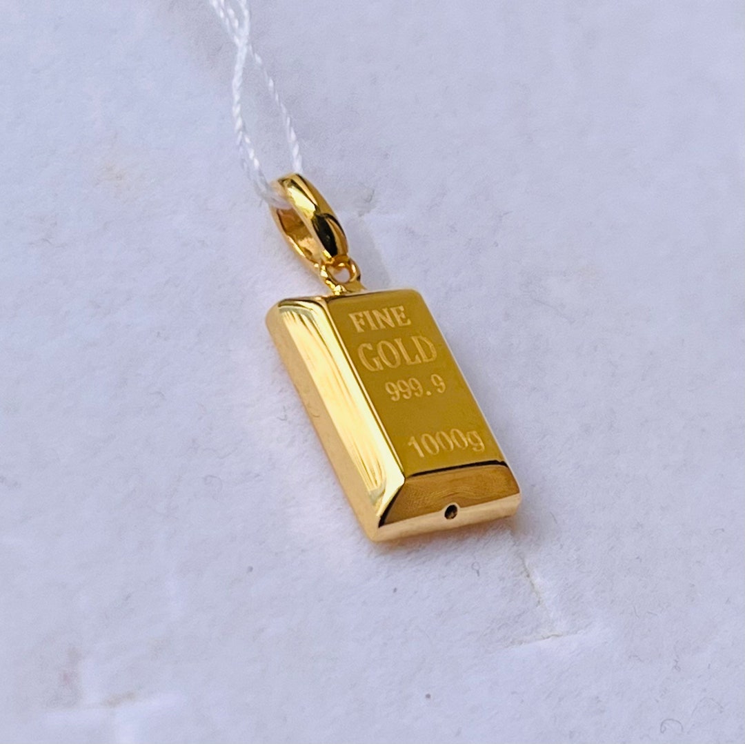 Genuine Gold 22k Solid Gold Bar Pendant 916 Gold - Etsy