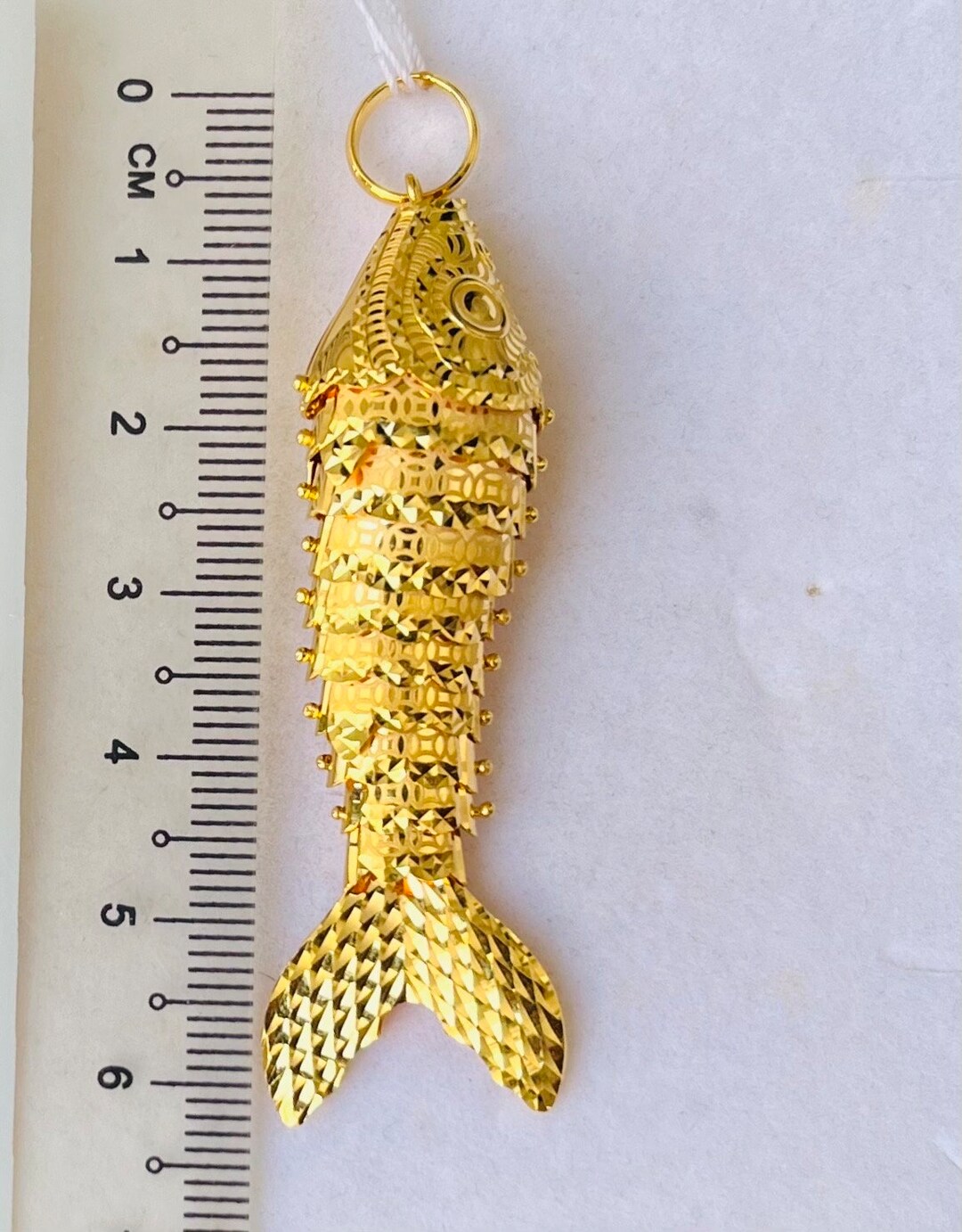 22k Solid Gold Fish Pendant: Artisan Crafted 916 Gold - Etsy