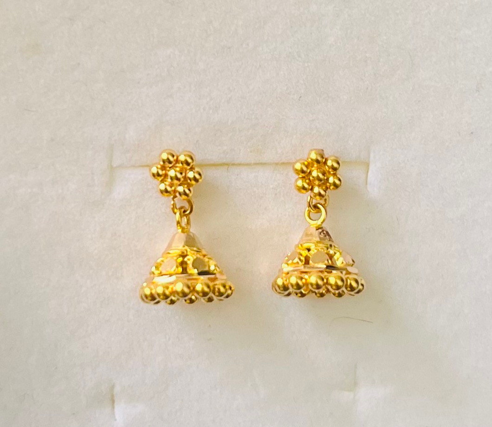 22k Gold Small Size Jimiki Dangling Solid Gold Earrings 916 - Etsy