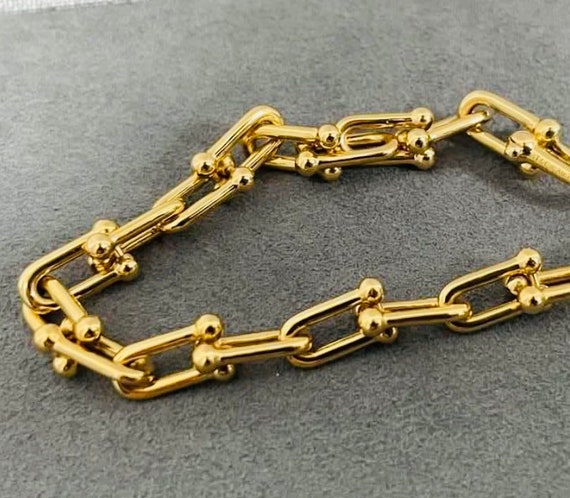 22k Solid Gold 916 Gold Hardware Horseshoe Link Bracelet | Etsy