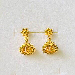 22k Gold Small Size Jimiki Dangling Solid Gold Earrings 916 Gold Jhumki ...