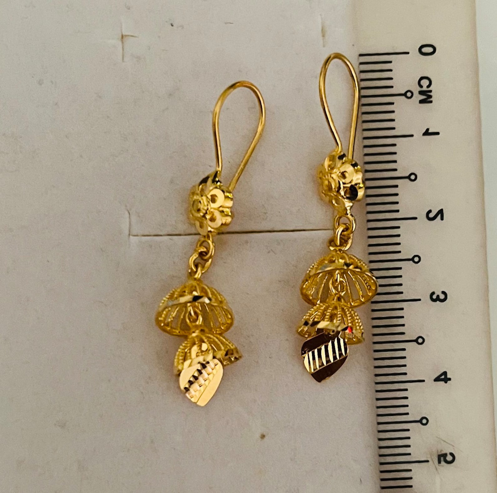 Solid Gold 22k Pure Solid Gold Jimiki Dangling 22ct Solid Gold - Etsy