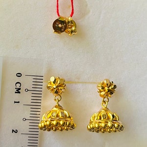 22k Pure Solid Gold Diamond Jimiki Dangling 22ct Solid Gold Earrings ...