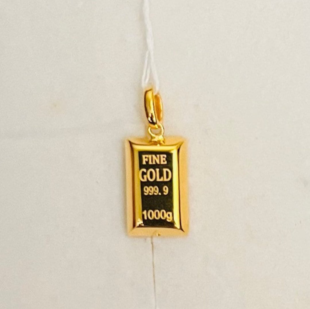 Genuine Gold 22k Solid Gold Bar Pendant 916 Gold - Etsy