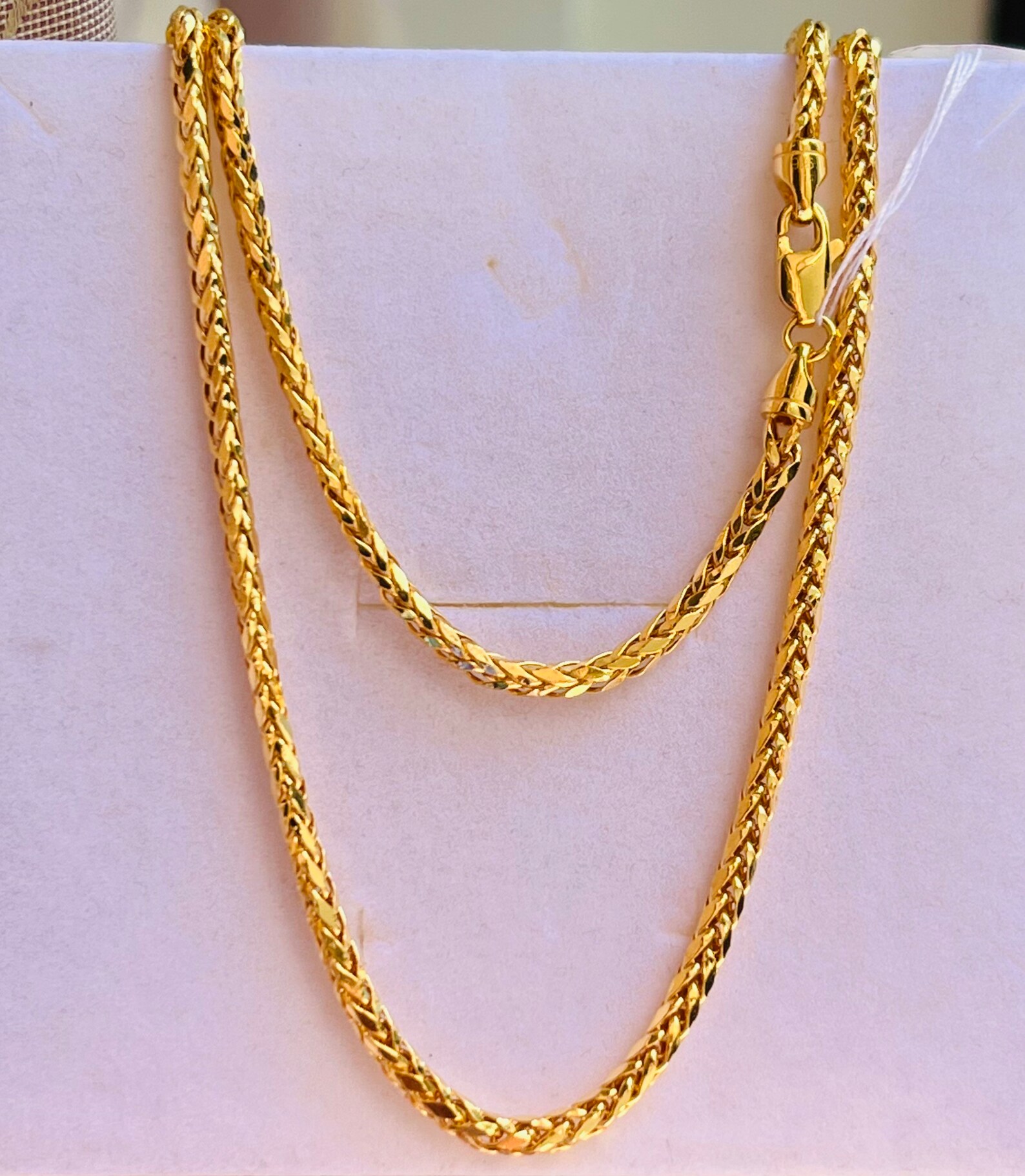 Wheat Gold Chain 22k Pure Gold 916 Gold Wheat Chain Necklace - Etsy