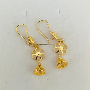 22k Pure Solid Gold Jimiki Dangling 22ct Solid Gold Earrings 916 Gold ...