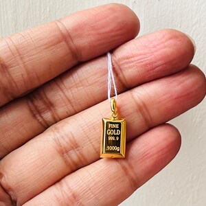 Genuine Gold 22k Solid Gold Bar Pendant 916 Gold - Etsy