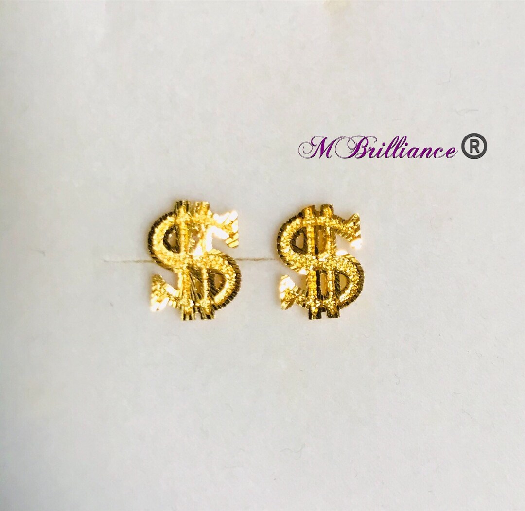 Solid 22k Gold 916 Gold Shining Dollar Sign Wealth Money Earrings ...