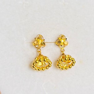 22k Gold Small Size Jimiki Dangling Solid Gold Earrings 916 Gold Jhumki ...