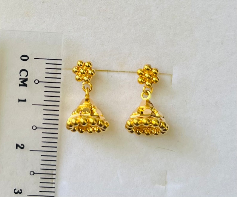 22k Gold Small Size Jimiki Dangling Solid Gold Earrings 916 - Etsy