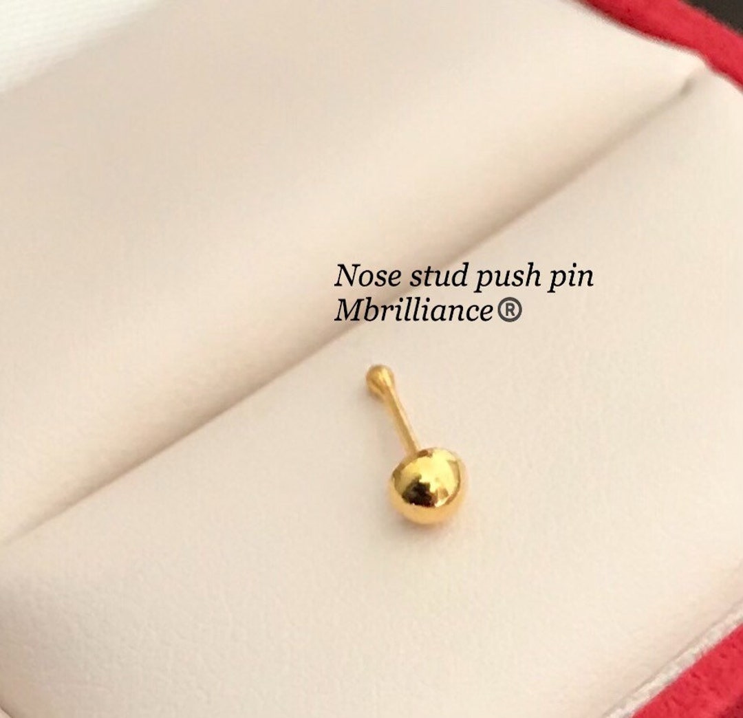 Nose Stud Push in Pin 22k Solid Gold 916 Gold - Etsy