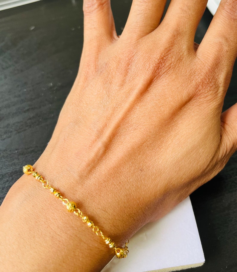 Solid 22k Gold 916 Gold Laser Cut Balls Bracelet - Etsy