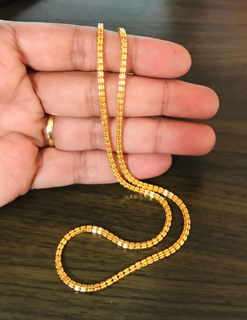 22k Solid Gold Chain Bamboo Chain Necklace 916 Gold Purity - Etsy