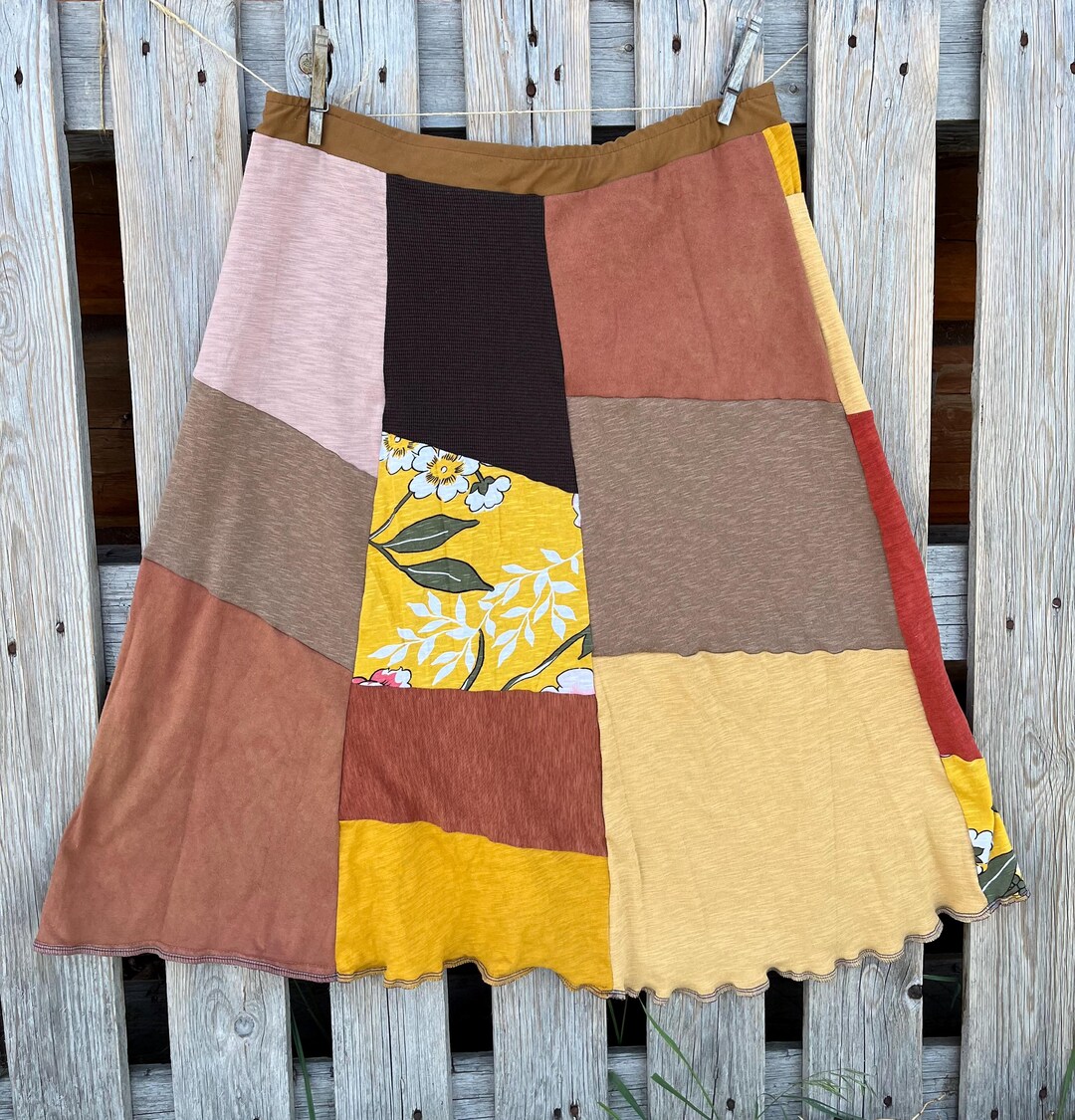 Flower T-shirt Skirt, Below the Knee, Side Pocket, Women’s Large, A ...