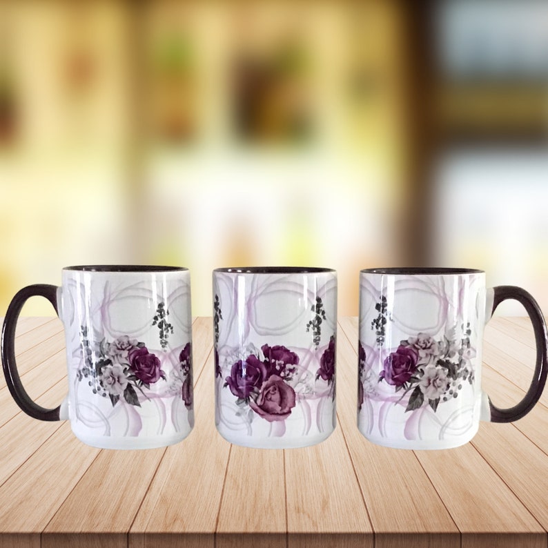 Purple Roses Ceramic Mug and Coaster Set - Etsy