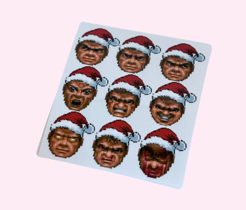 Santa Doom Heads Sticker - Santa Doomguy Faces, for Doom Fans - Etsy
