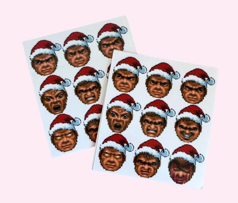 Santa Doom Heads Sticker - Santa Doomguy Faces, for Doom Fans - Etsy