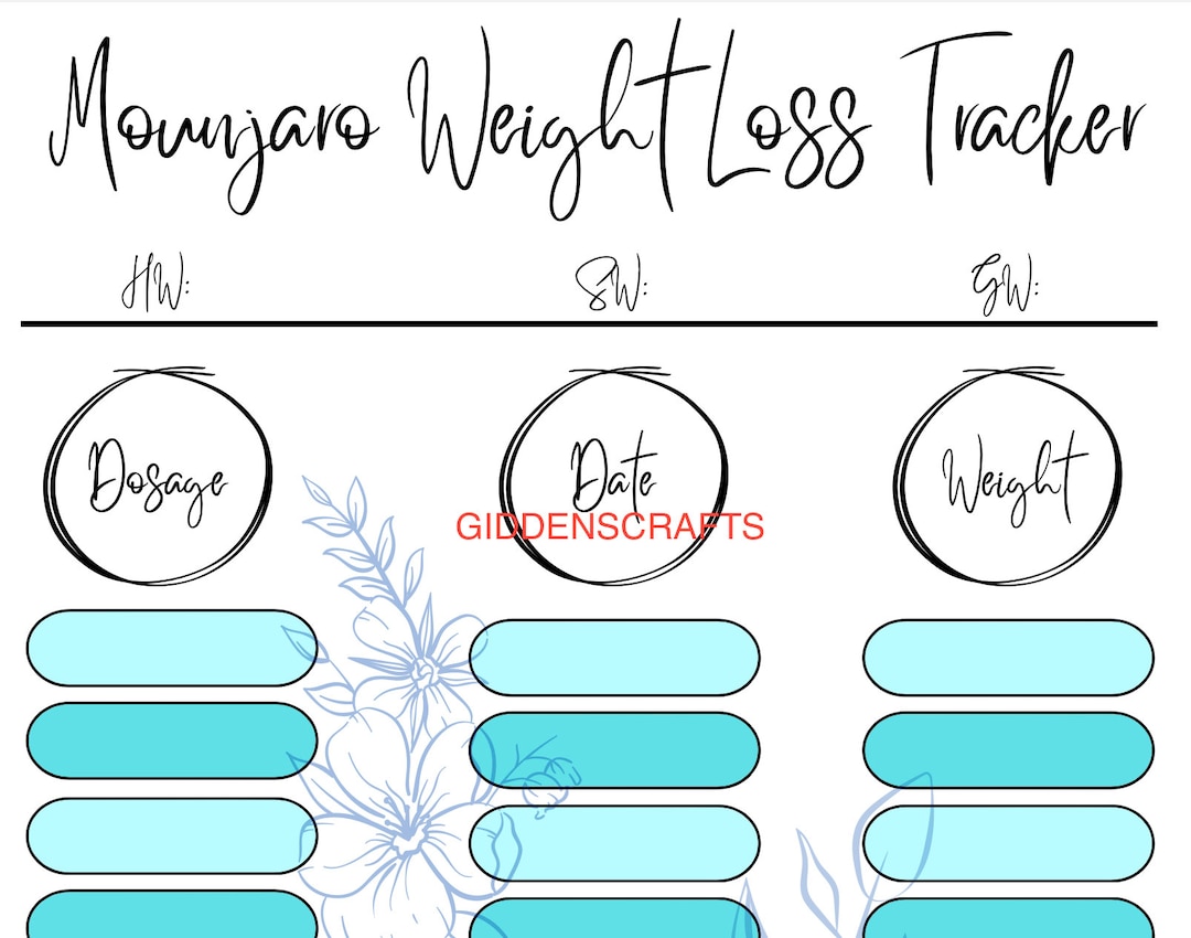Weight Loss Tracker For Mounjaro Printable Weight Loss Tracker Wegovy