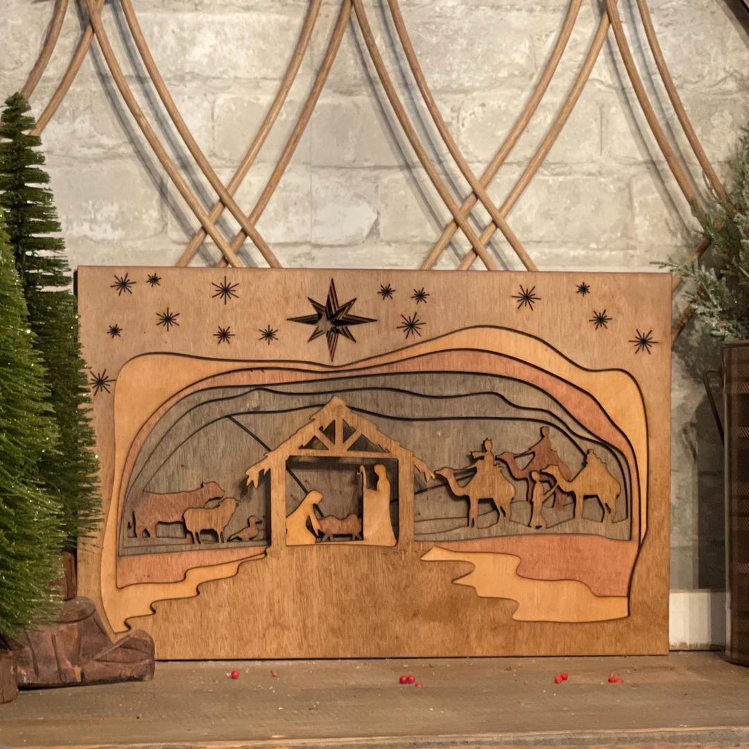 Wood Nativity - Manger Scene Christmas Decor, Religious Holiday Decor ...