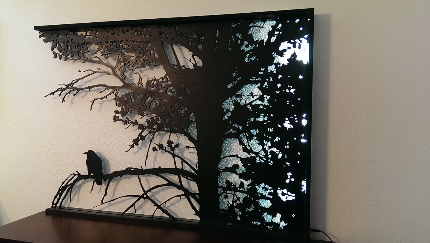 Raven in Tree Silhouette Cut Out With Back Lighting - Etsy