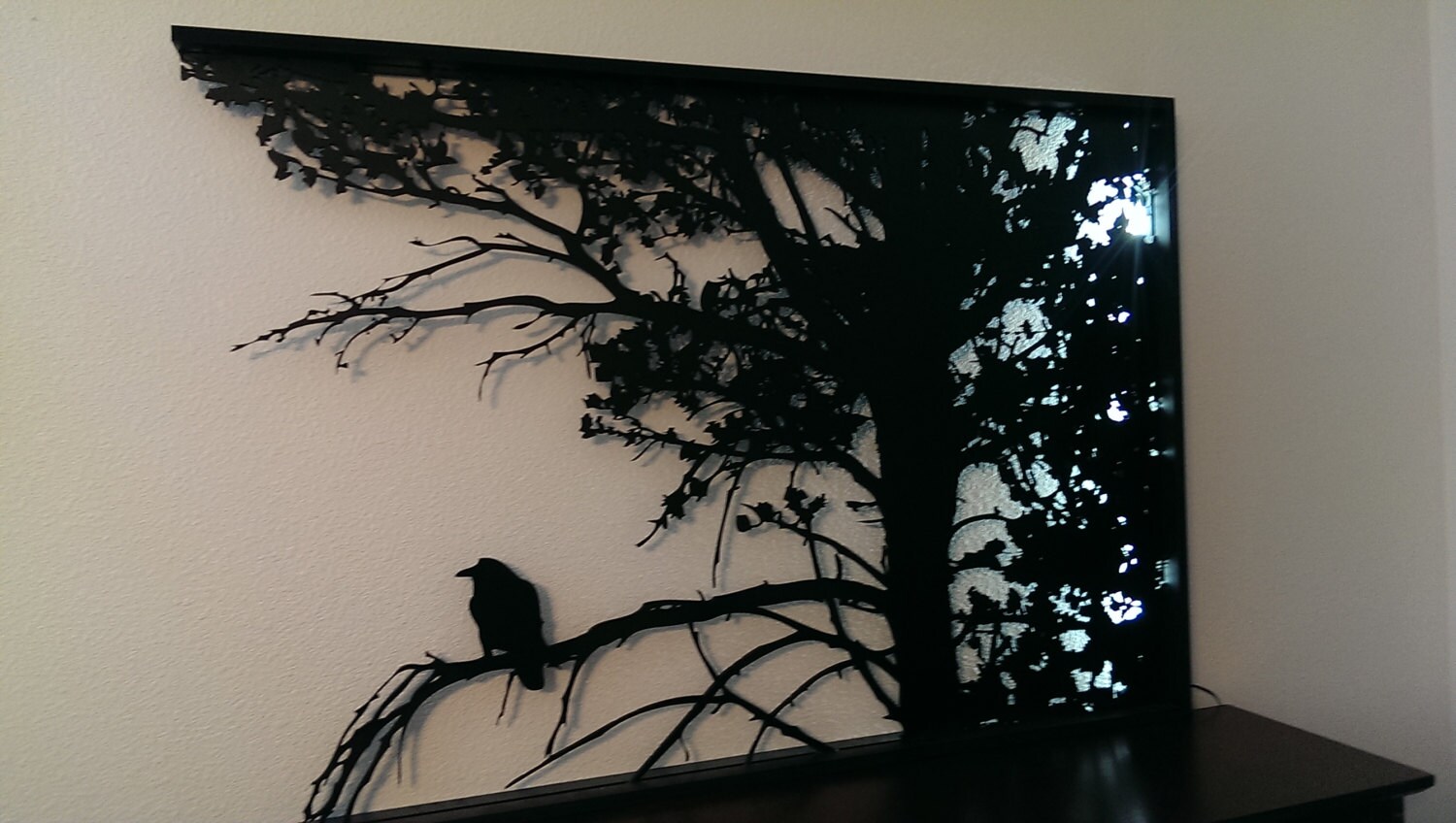 Raven in Tree Silhouette Cut Out With Back Lighting - Etsy