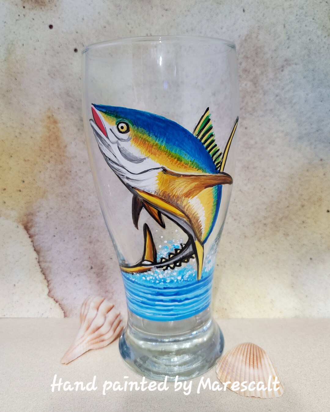 Hand Painted Yellowfin Tuna Pilsner Beer Glass - Etsy