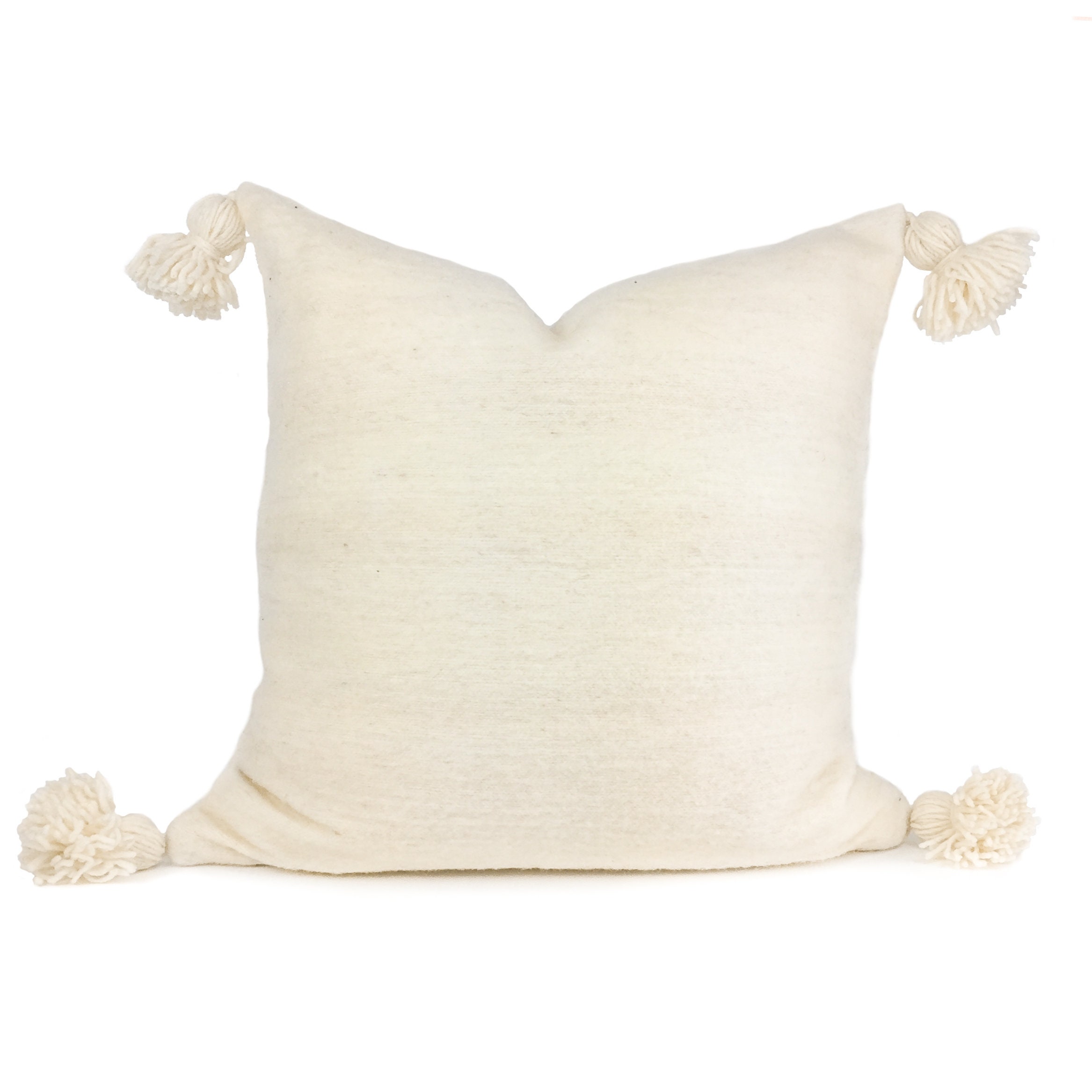 24 X 24 Ivory Wool Pom Pom Euro Sham Pillow Cover | Etsy