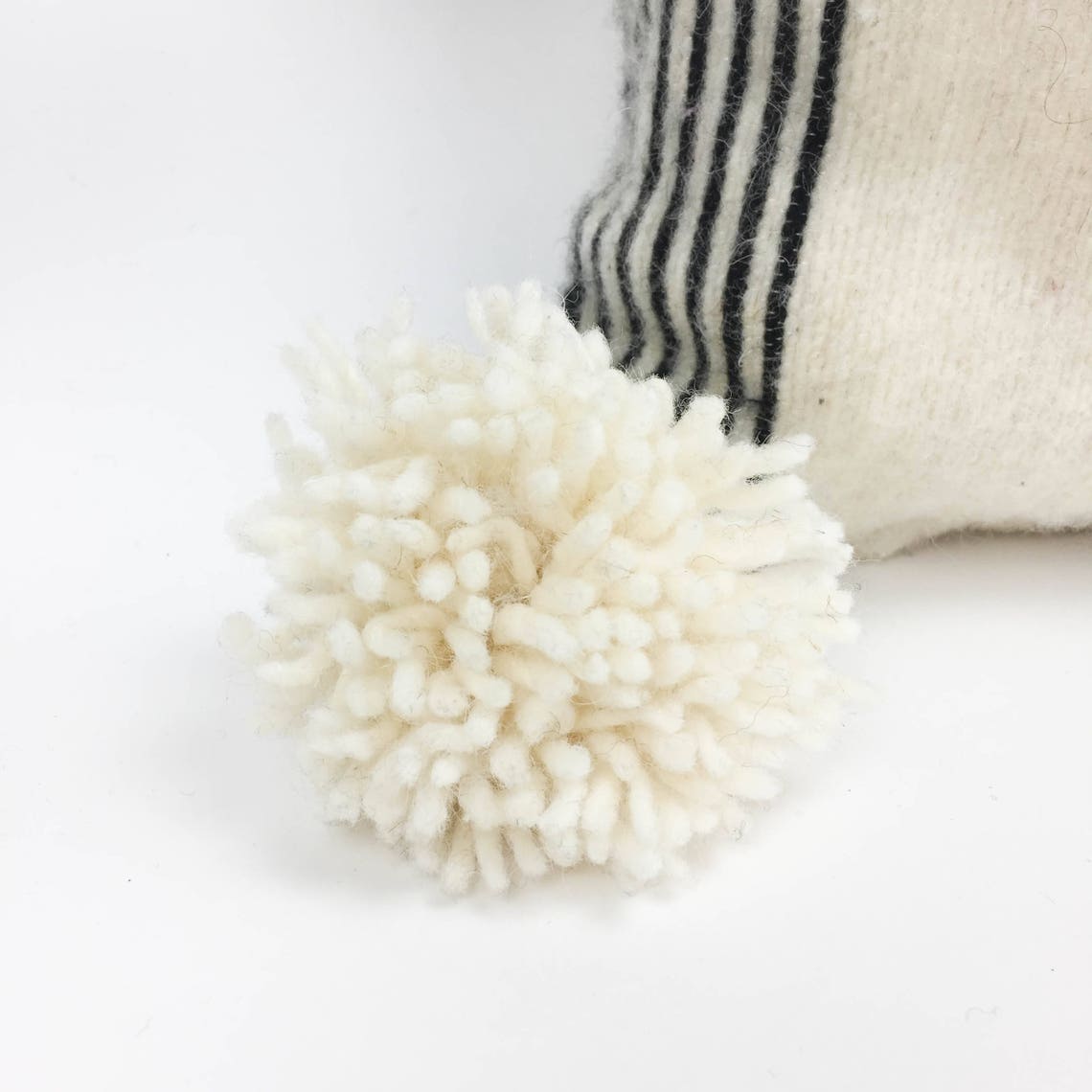 14 X 36 Striped Ivory and Black Pom Pom Long | Etsy