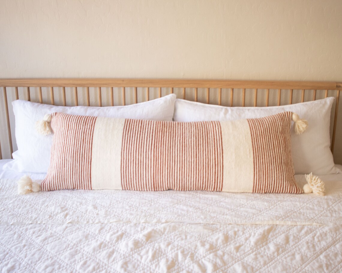 Ivory and Rust Orange XXL Long Lumbar Pillow Cover Body | Etsy