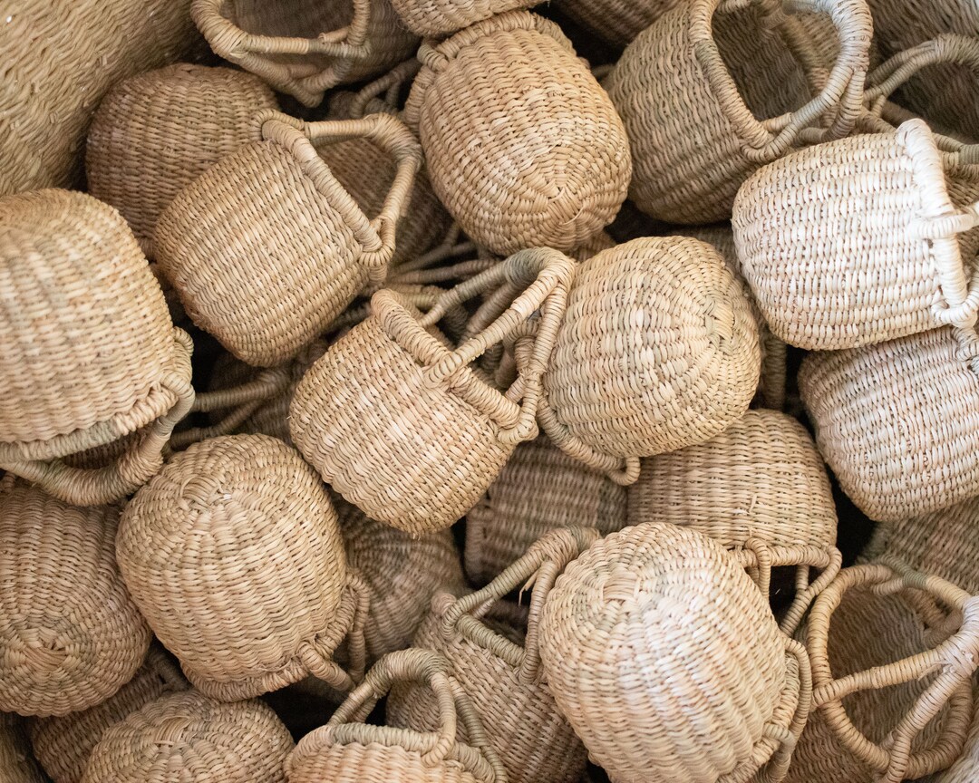 Teeny Tiny Solid Natural Basket - Handwoven in Ghana - Small Item ...