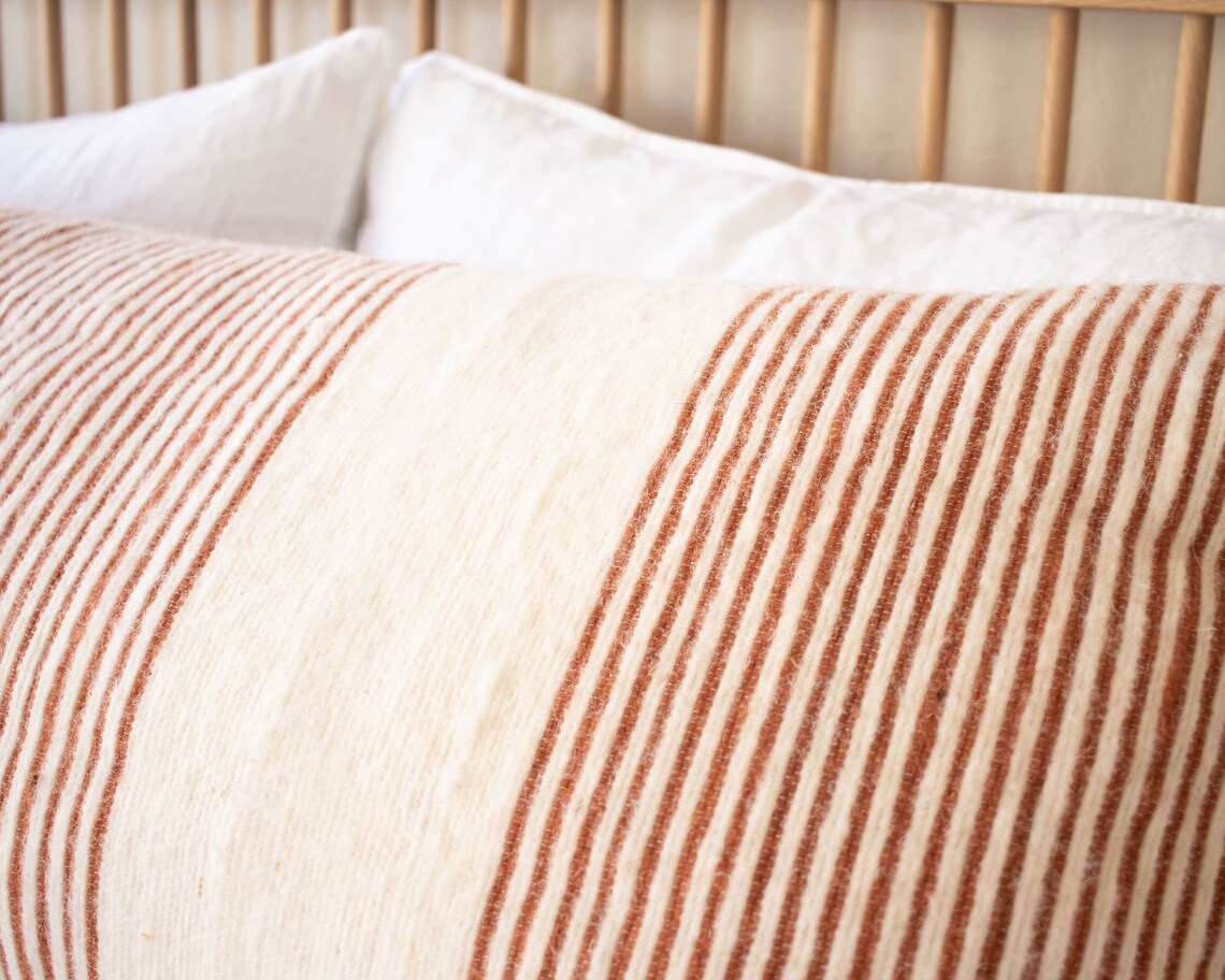 Ivory and Rust Orange XXL Long Lumbar Pillow Cover Body | Etsy