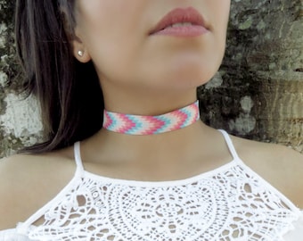 Aztec Choker Necklace Native American Jewelry Fabric Choker | Etsy