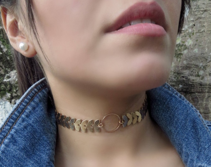 O Ring Choker, Gold Choker Necklace, Tattoo Choker, Metal Statement ...
