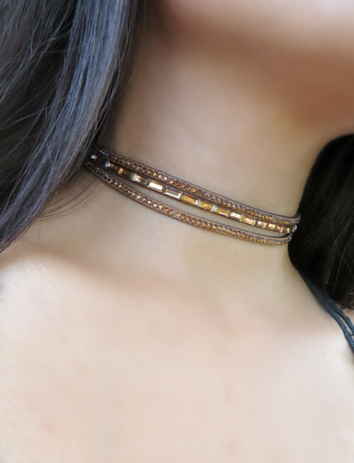 Layered Choker Brown Choker Choker Necklace Suede Leather - Etsy