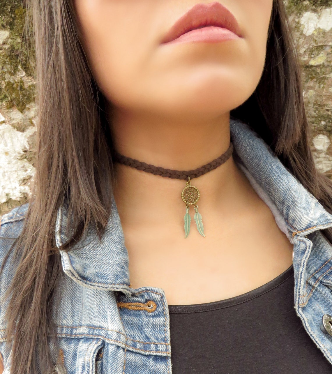 Choker Necklace, Suede Choker Necklace, Bohemian Feather Necklace ...