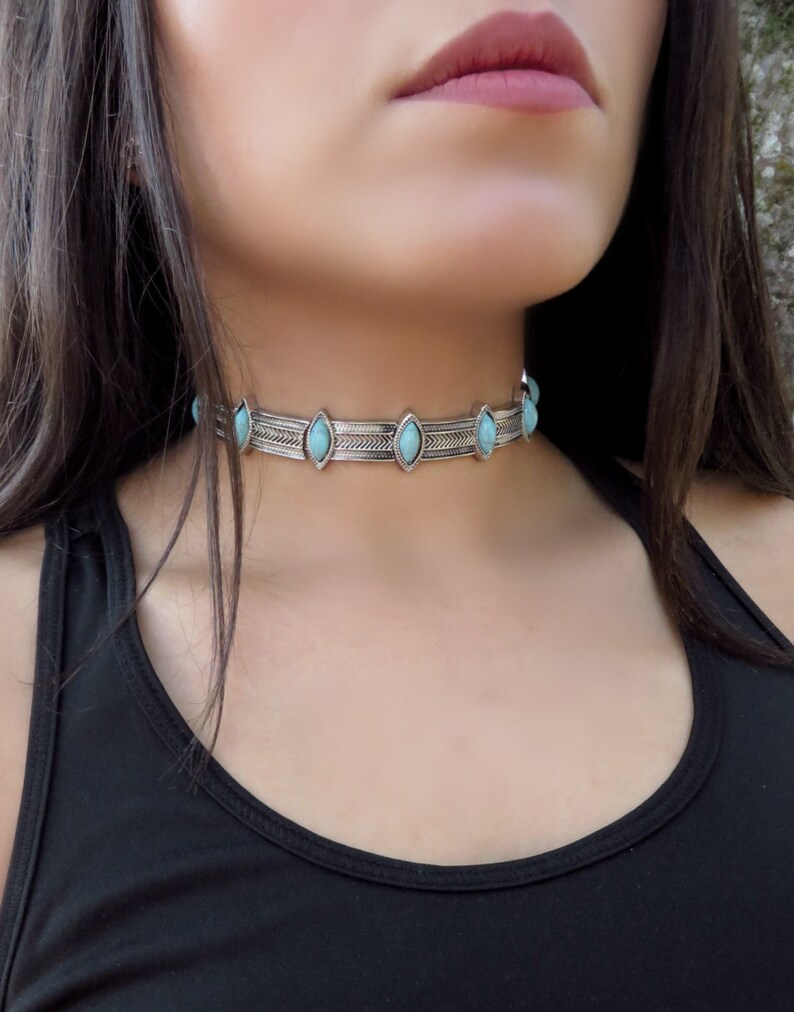 Choker Necklace Metal Choker Necklace Bohemian Choker | Etsy