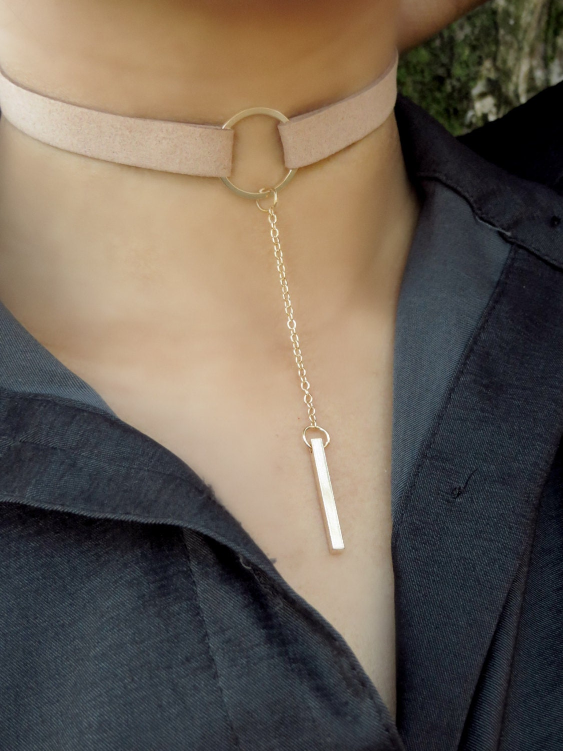 O Ring Choker Choker Necklace Suede Choker Necklace | Etsy