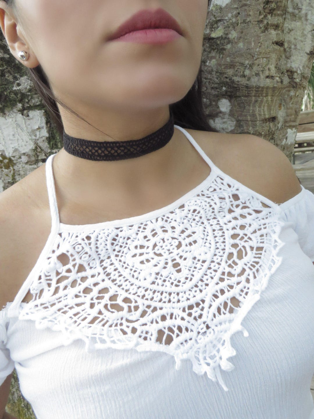 Black Lace Choker, Dainty Lace Choker, Patterned Lace Choker, Bohemian ...