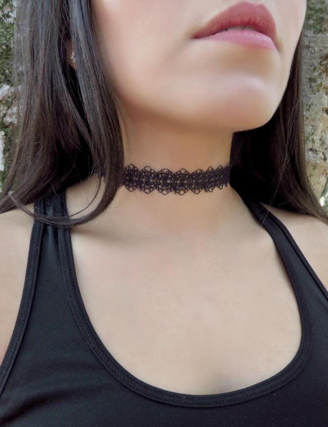Black Choker Necklace Patterned Lace Choker Choker Necklace - Etsy
