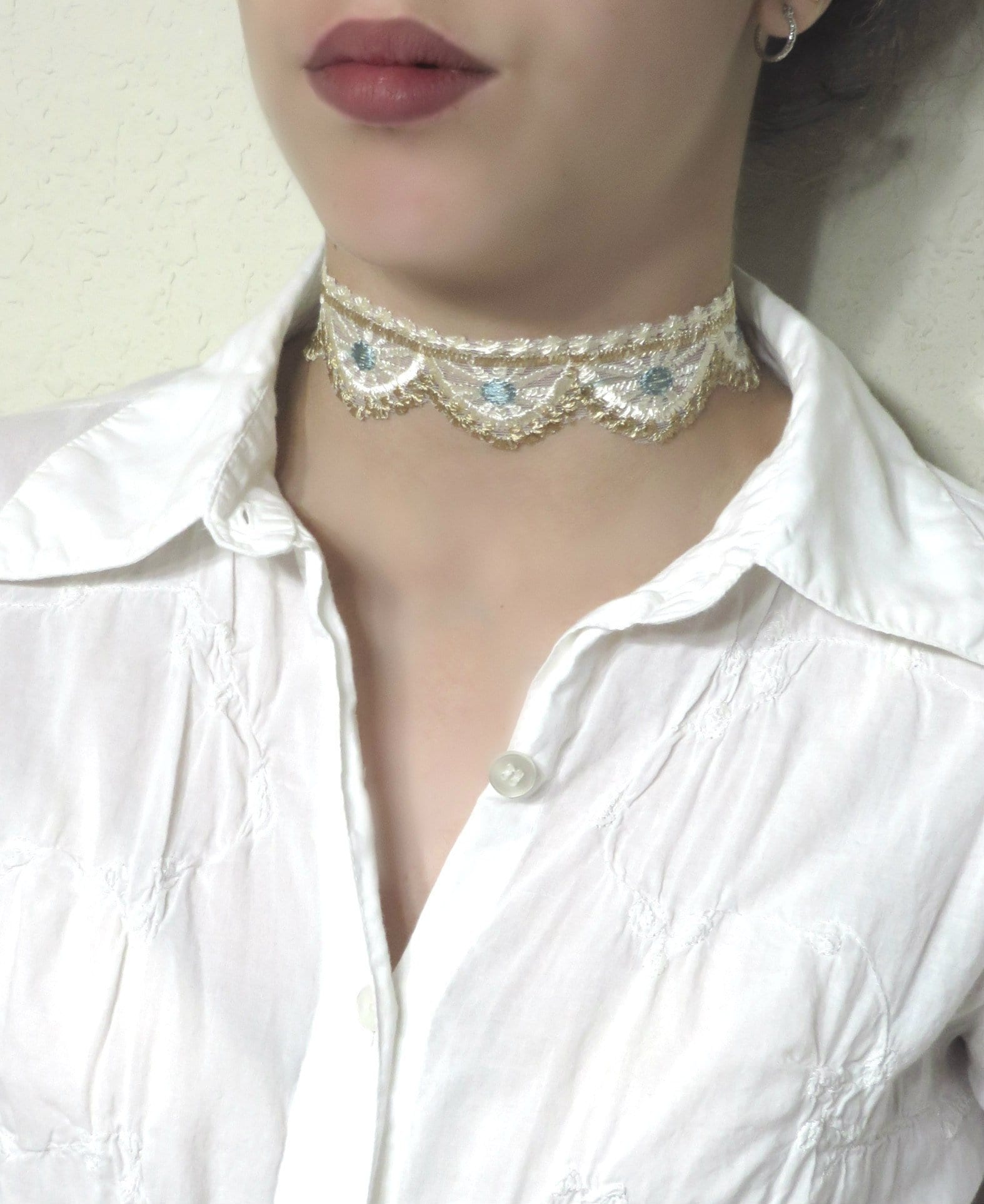 Boho Lace Choker, White Choker Necklace, Bohemian Choker, Victorian ...