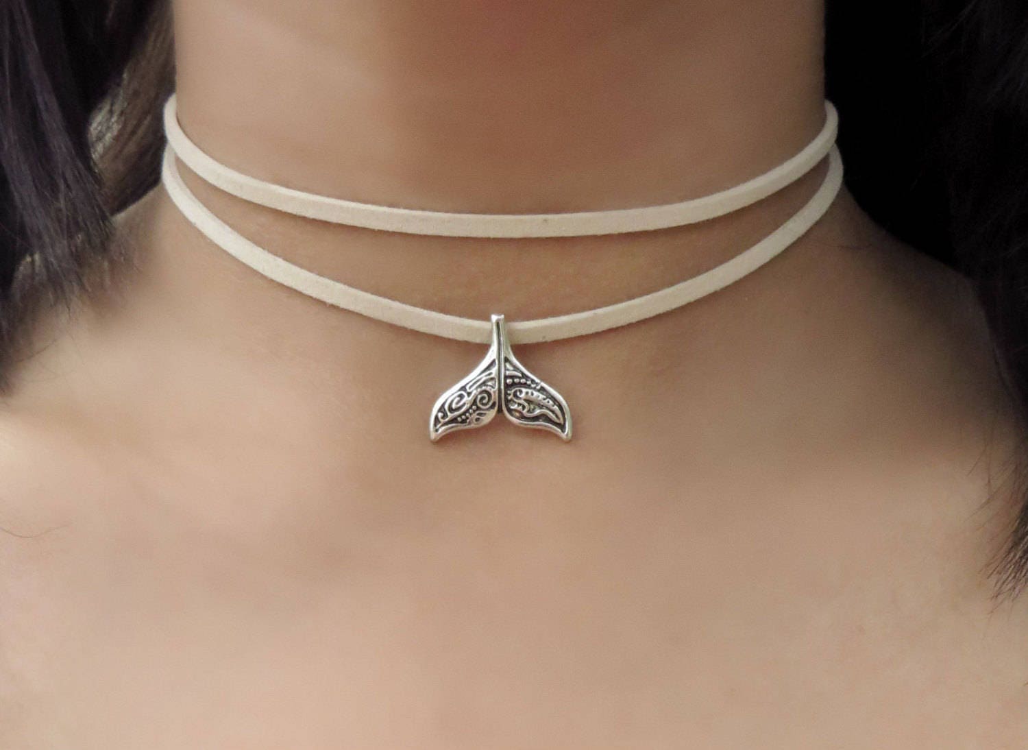 Whale Tail Choker Necklace Double Suede Choker Mermaid Tail - Etsy