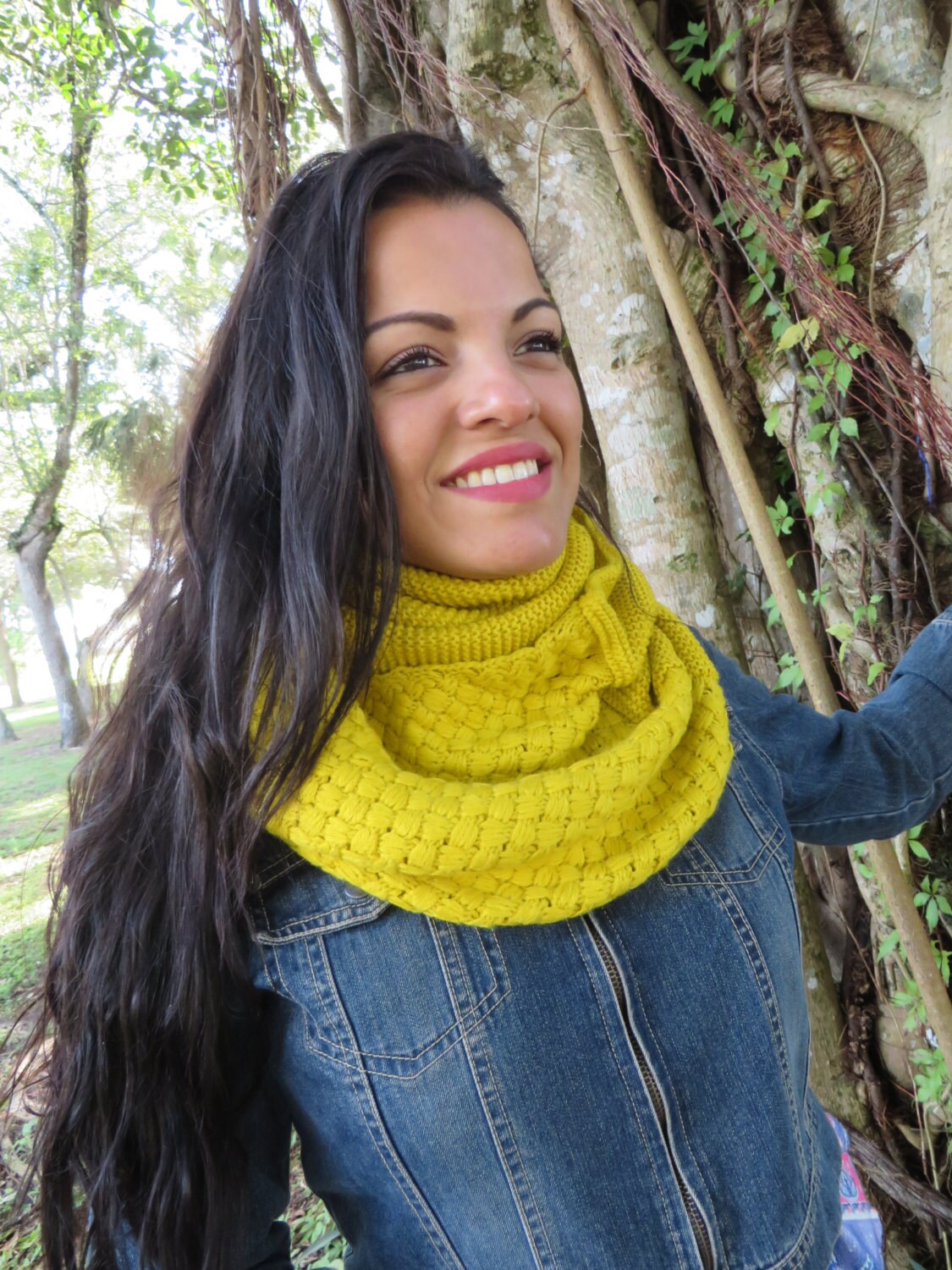Infinity Scarf Winter Scarf Yellow Knit Scarf Wool Bohemian - Etsy