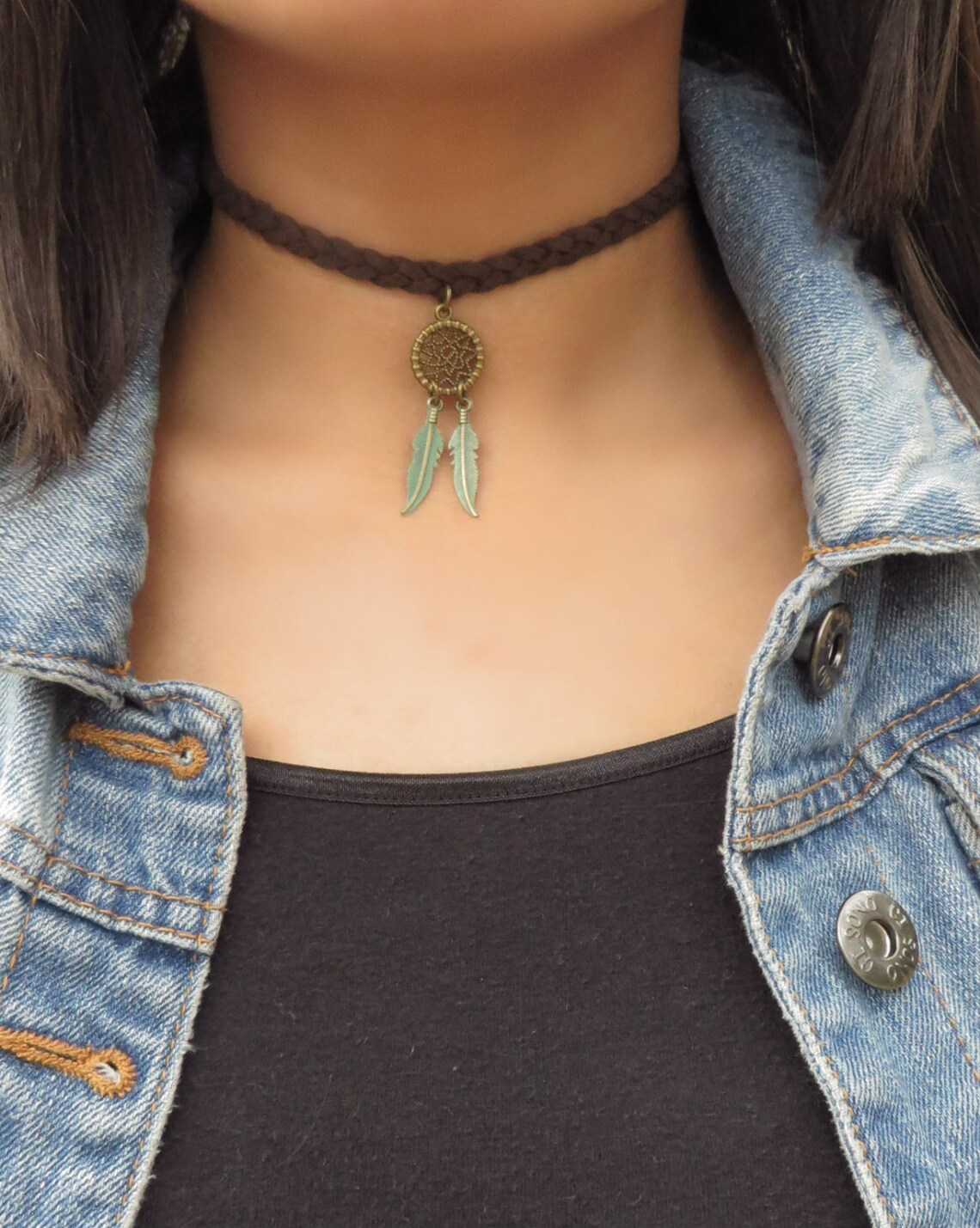 Choker Necklace, Suede Choker Necklace, Bohemian Feather Necklace ...