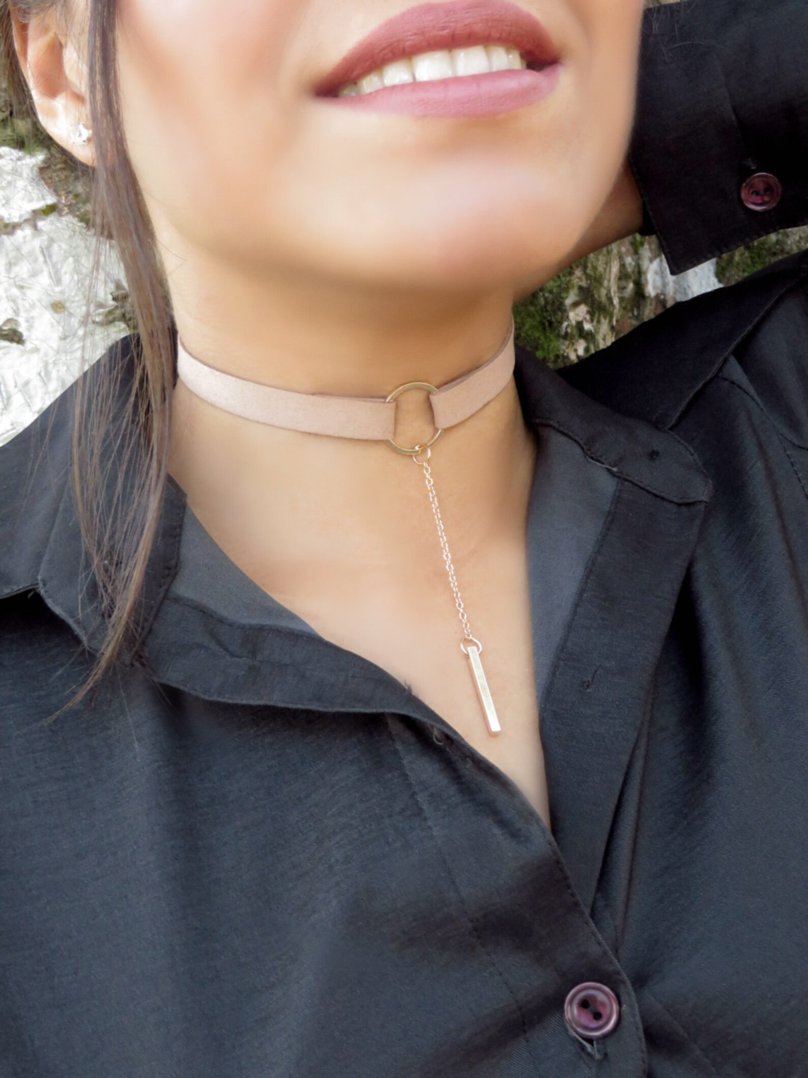 O Ring Choker Choker Necklace Suede Choker Necklace - Etsy