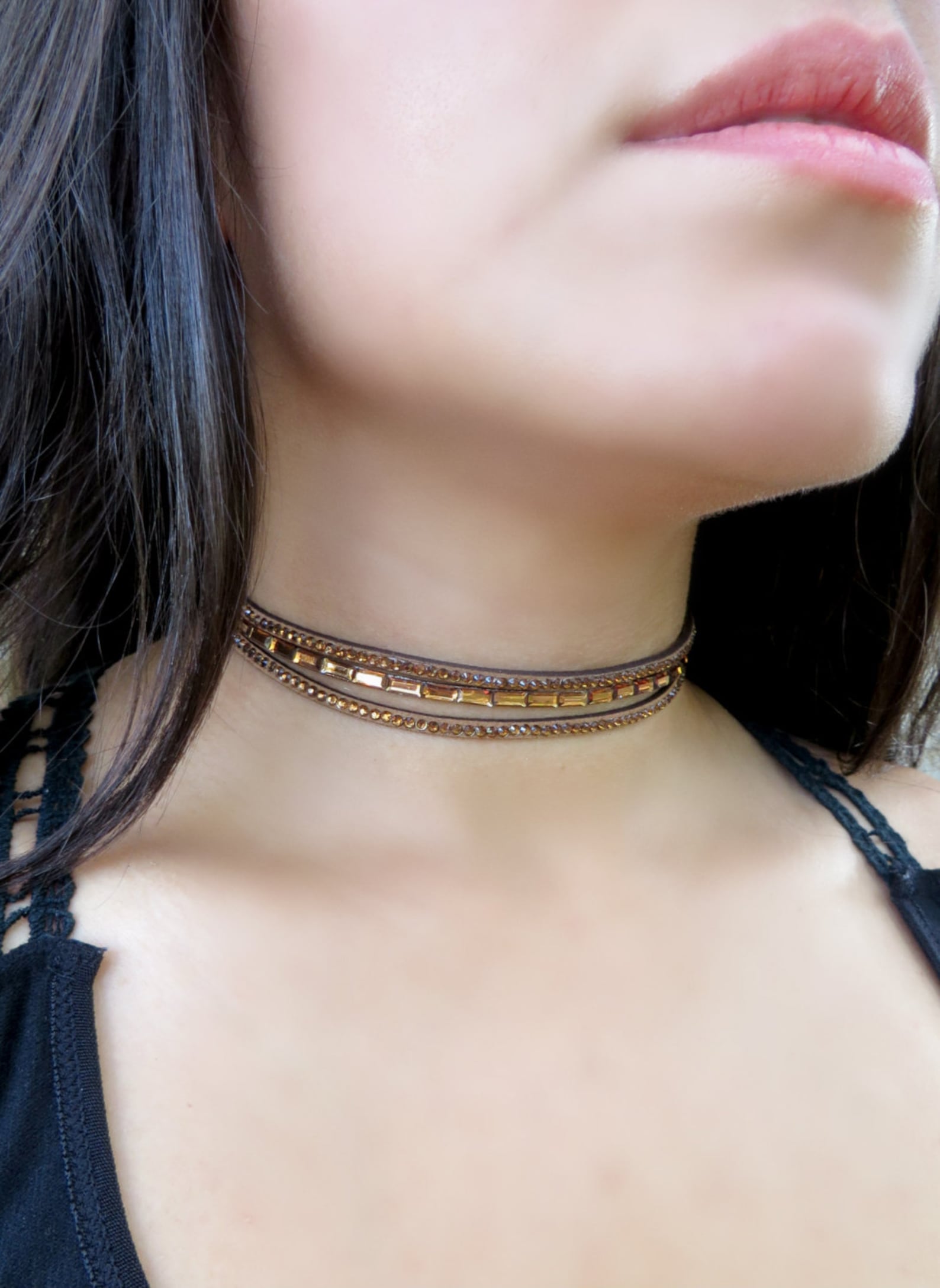 Layered Choker Brown Choker Choker Necklace Suede Leather - Etsy